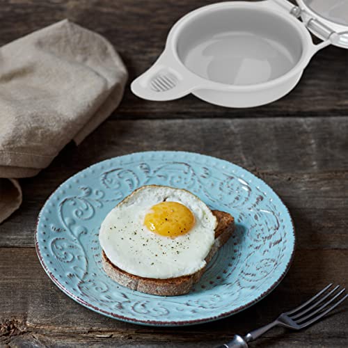 Chef Buddy Microwave Egg Maker, a Healthy Breakfast Cooking Utensil by Chef Buddy- Kitchen Essentials, Easy to Make- Holds Up to Two Eggs and Cooks in 45 Seconds , White