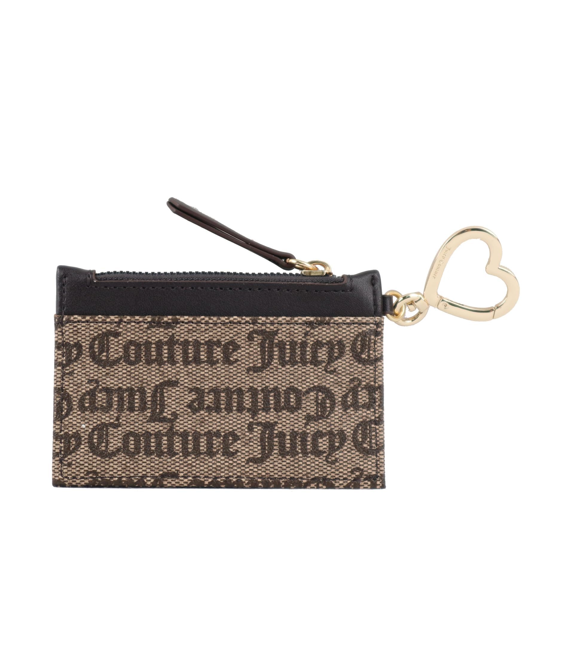 Juicy Couture My Heart Will Go On Tab Elongated Card Case Status Taupe Brown One Size