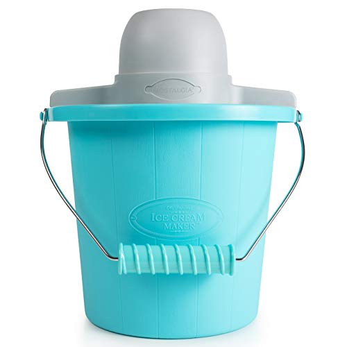 Nostalgia PICM4BG Electric Maker with Easy-Carry Handle Makes 4-Quarts of Ice Cream, Frozen Yogurt or Gelato in Minutes – Blue