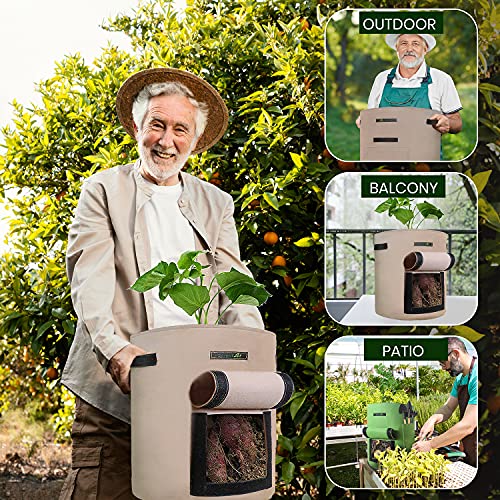 SproutJet The Original Potato Bags for Growing Potatoes 3 Pack 10 Gallon Waterproof Container with Sturdy Handles and Drainage Holes - The Ultimate Solution for Healthier and Faster Growing Potatoes