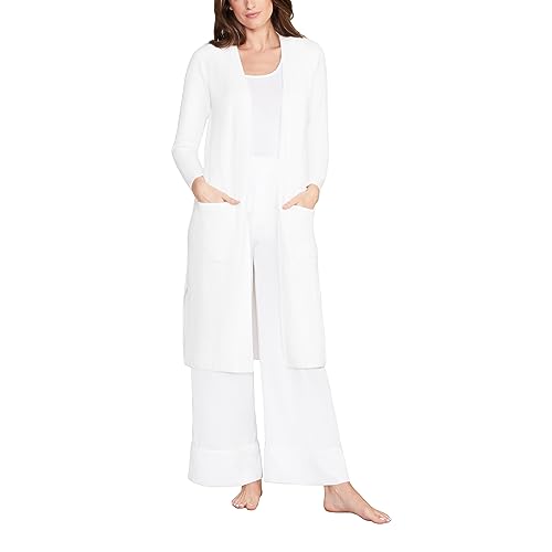 Barefoot Dreams Women's Cozy Chic Ultra Lite Long Cardigan, Pearl, White, M