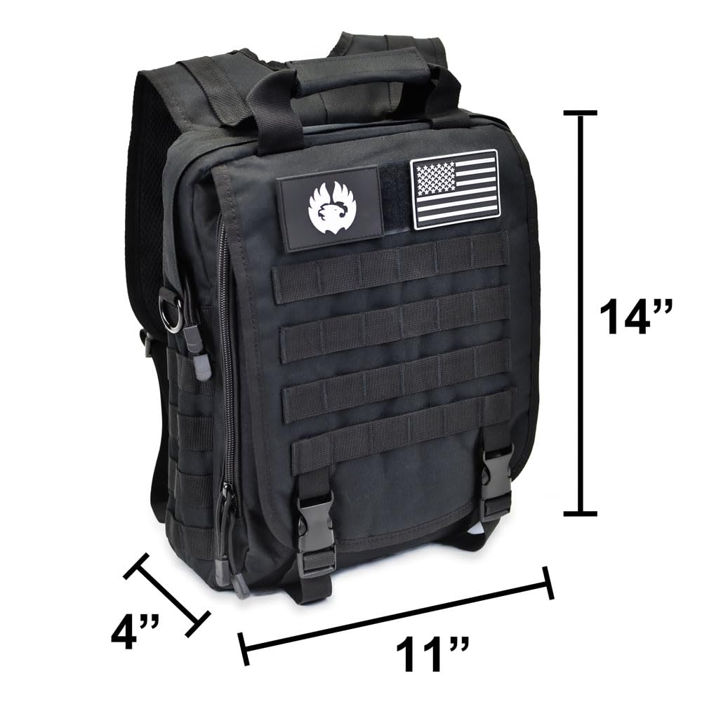 TORCH EDC Gear Commuter Backpack Urban Cycling MOLLE Water Resistant Laptop Bag Black