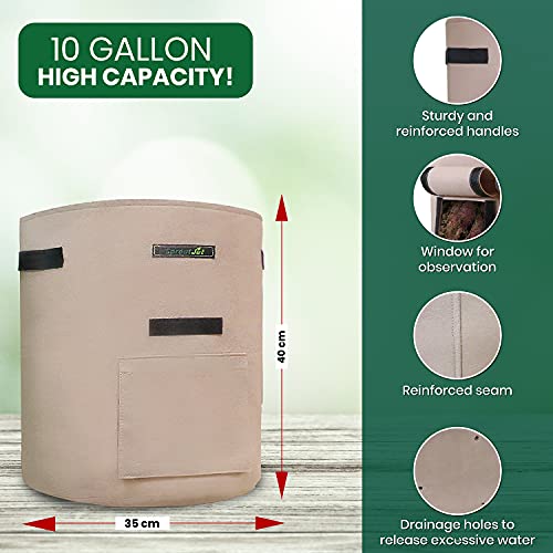 SproutJet The Original Potato Bags for Growing Potatoes 3 Pack 10 Gallon Waterproof Container with Sturdy Handles and Drainage Holes - The Ultimate Solution for Healthier and Faster Growing Potatoes