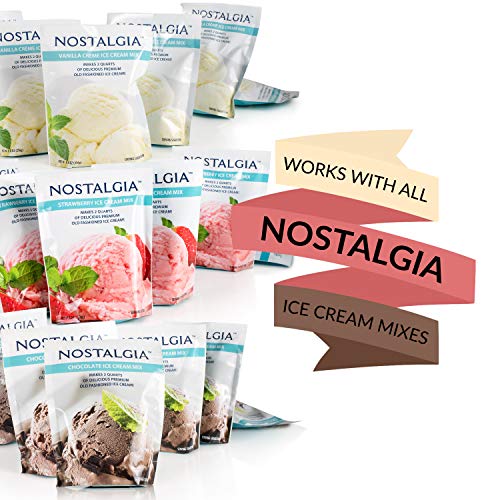 Nostalgia PICM4BG Electric Maker with Easy-Carry Handle Makes 4-Quarts of Ice Cream, Frozen Yogurt or Gelato in Minutes – Blue