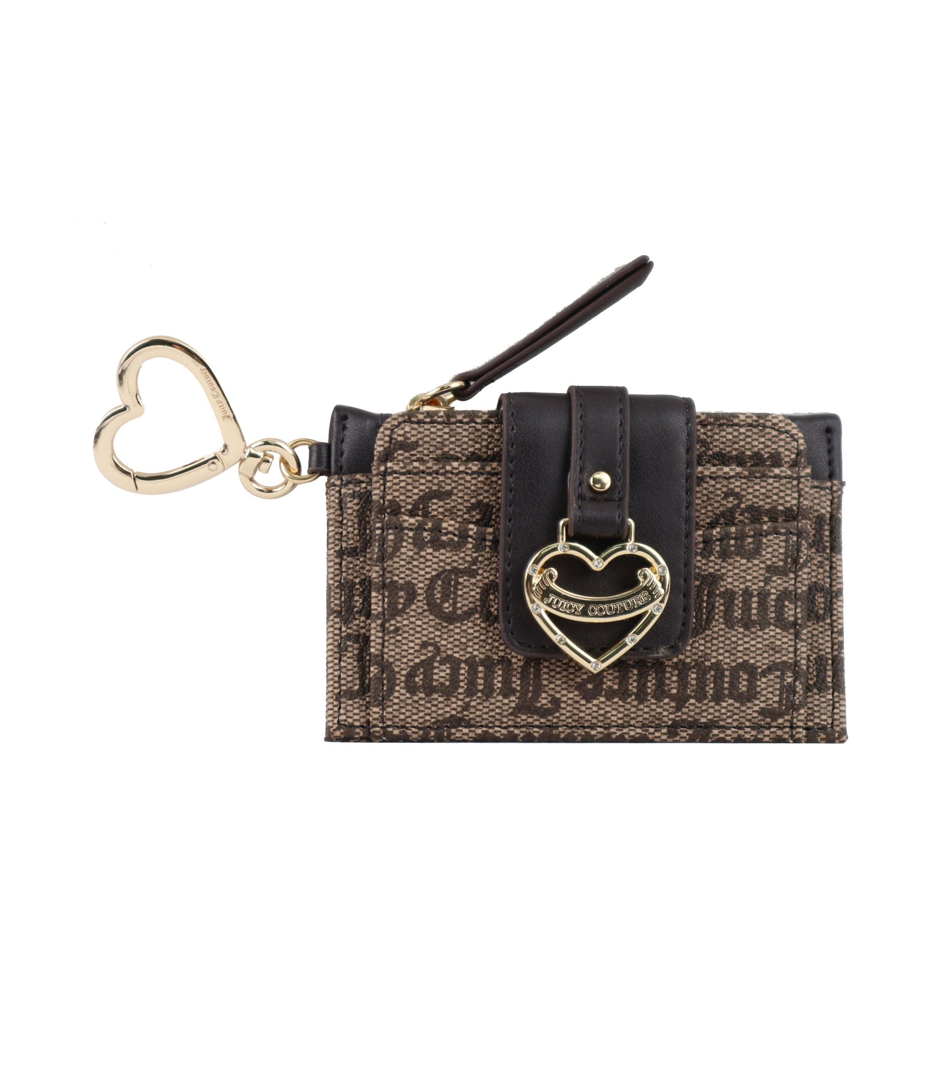 Juicy Couture My Heart Will Go On Tab Elongated Card Case Status Taupe Brown One Size