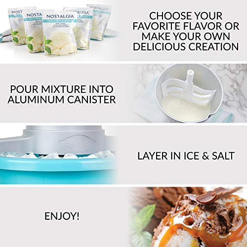 Nostalgia PICM4BG Electric Maker with Easy-Carry Handle Makes 4-Quarts of Ice Cream, Frozen Yogurt or Gelato in Minutes – Blue