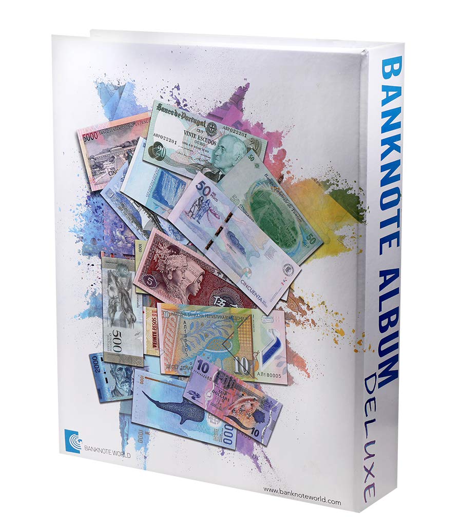 Banknote World Deluxe Currency Collecting Album, Blue, 300 Pockets
