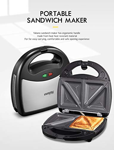 Sandwich Maker 3 in 1, Waffle Make with Removable Plate, Electric Panini Press Grill, Sandwich Toaster with Detachable Non-stick Coating, LED Indicator Lights, Cool Touch Handle, Black