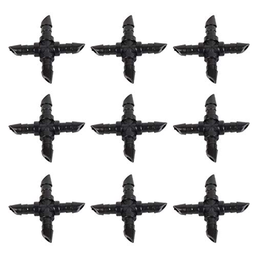 50 Pieces 1/4 Inch Barbed Cross Fittings Barbed Cross Connecters 4 Way Garden Watering Cross Connector Drip Irrigation Tubing Fit for 4mm/7mm Tube for Flower Bed Vegetable Garden Home and Garden