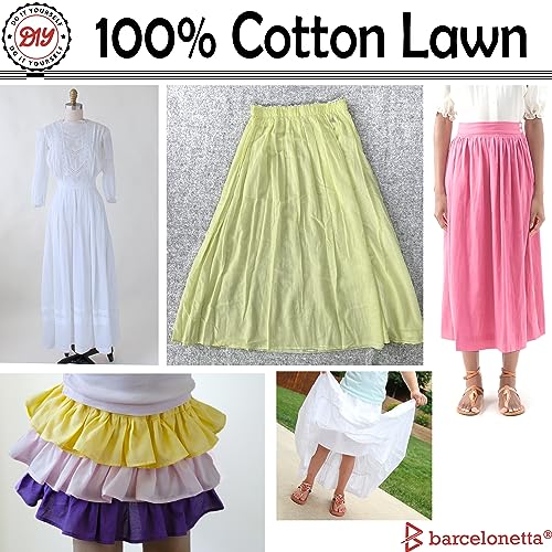 Barcelonetta | Cotton Lawn Fabric | Lining Fabric | 100% Cotton | Thin | 58" Wide | Sewing, Air Feel Layer | Cloth, Solid (Beige, 2 Yard)