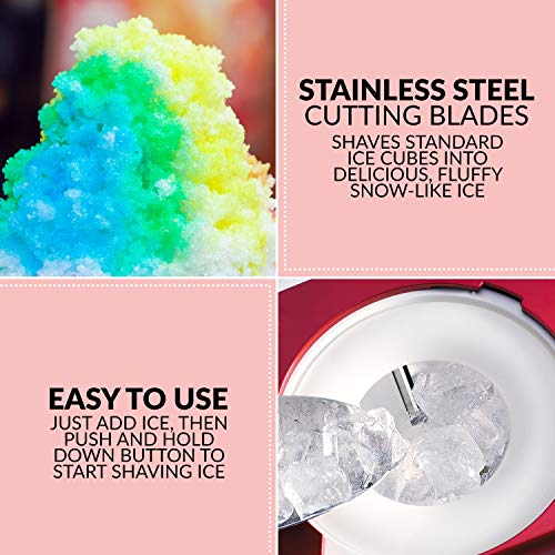 Nostalgia Retro Table-Top Snow Cone Maker, Vintage Shaved Ice Machine Includes 1 Reusable Plastic Cup, Retro Red