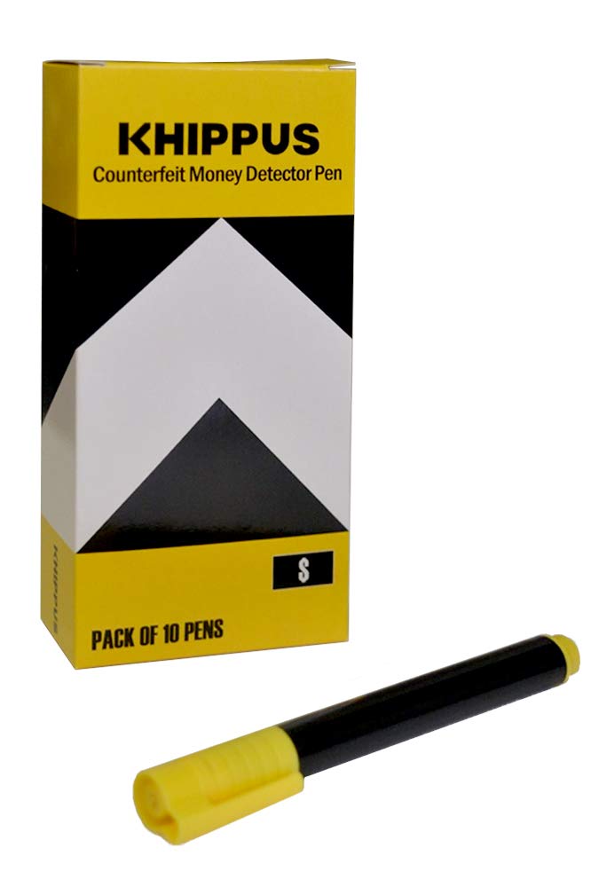 Khippus Counterfeit Bill Money Detector Pen, The Marker That Detects Fake Currency (Pack of 10 pens)
