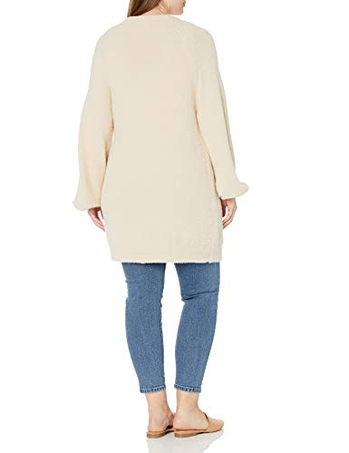 The Drop Women's Mirabelle Long Belle Sleeve no Closure Fuzzy Jersey Cardigan, Sandstorm, XS