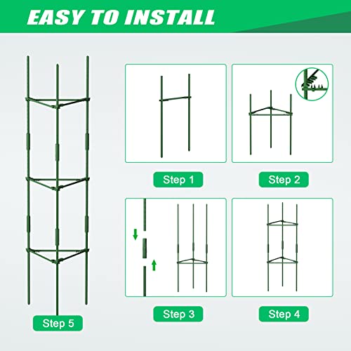DoCred 3 Pack Tomato Cage, Plant Supports Garden Stakes, Up to 49IN Multi-Functional Garden Trellis Stakes for Climbing Plants Vegetables Flowers