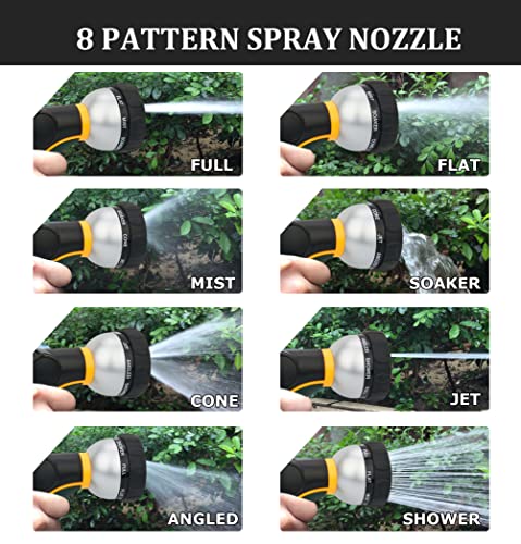 TheFitLife Garden Hose Nozzle Spray, Water Nozzle with 8 Adjustable Watering Patterns,Cleaning, Slip and Impact Resistant for Watering Plants, Pets Bathing and Car Washing