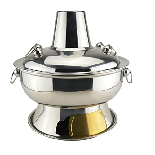3.5l Stainless Steel Hot Pot Chafing Dish Beijing Traditional Charcoal Hotpot Cooker Picnic Cookware Chinese hot pot (Color : Red copper)