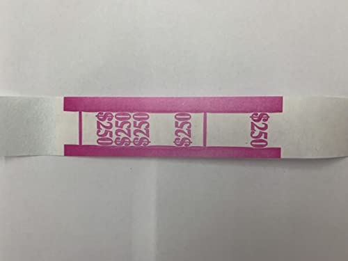 Currency Straps - Self Sealing Money Bands, 250 Pink, 500 pack