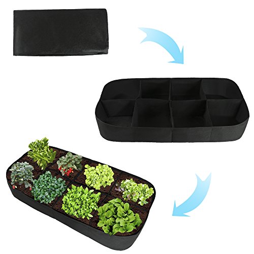 ASSR Fabric Raised Garden Bed, 135 Gallon 8 Holes Rectangle Breathable Planting Container Grow Bag Planter Pot for Plants, Flowers and Vegetables