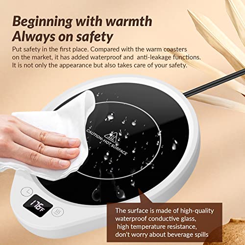 Mug Warmer, Upgrade Coffee Warmer & Cup Warmer for Desk with 3 Temperature Settings, More Hot Coffee Mug Warmer with Timer & 4H Auto Shut Off for Keep Best Flavor for Cocoa, Tea, Water, Milk