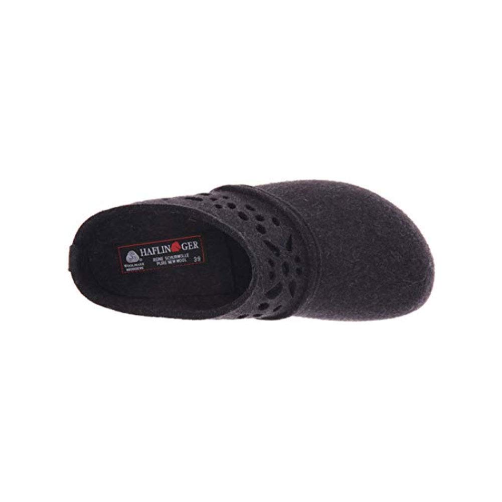 HAFLINGER Women's Lacey Wool Clogs, Charcoal, 39 EU