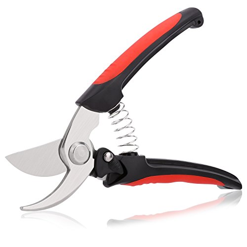 Housolution Pruning Shears Father's Day Gifts, Premium Heavy Duty Stainless Steel Ultra Sharp Multi-purpose Hand Pruning Scissors Snip Leaf Trimmer Branch Clippers with Handle for Garden, Black & Red