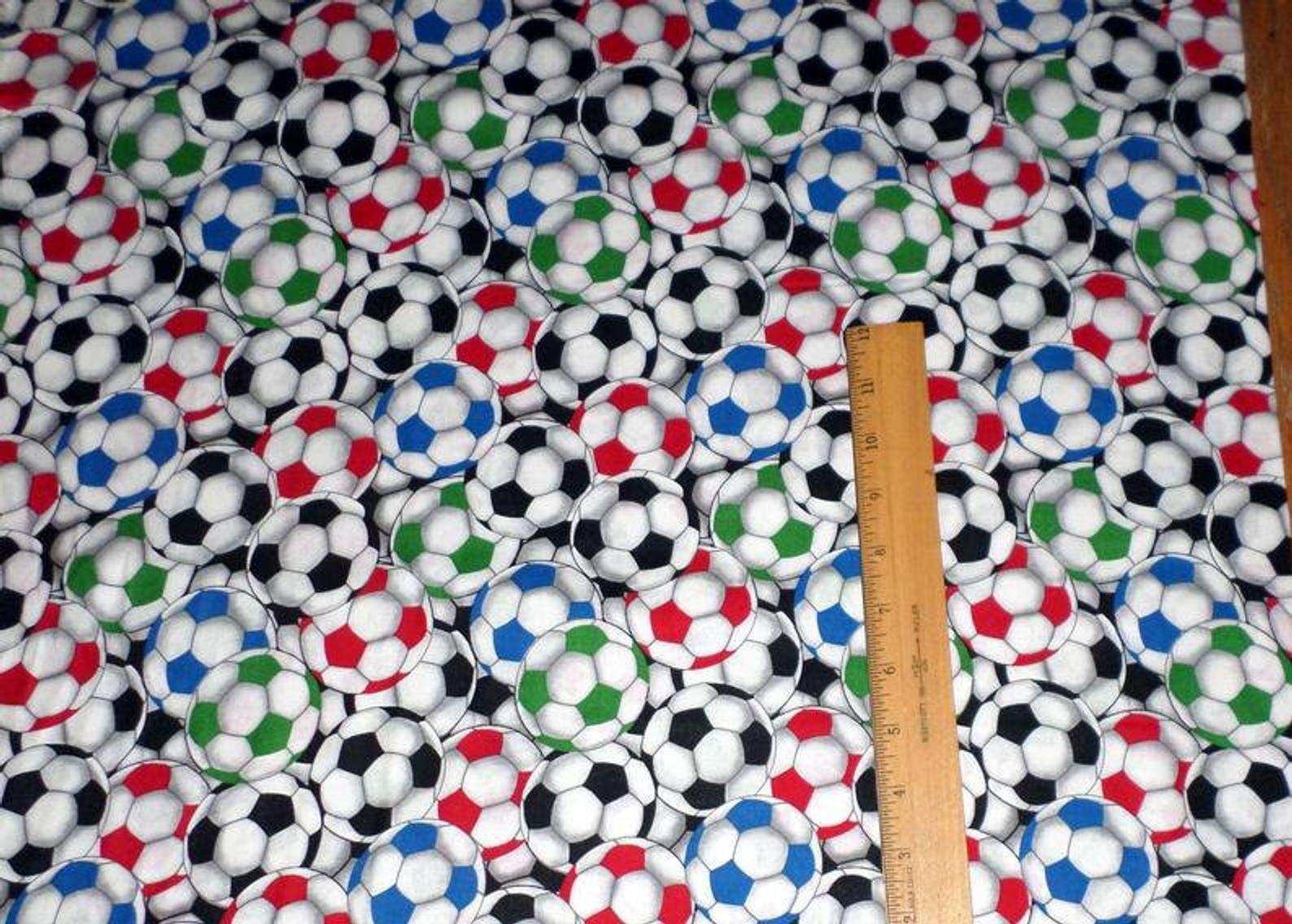 Packed Soccer Balls Cotton Fabric by The Yard