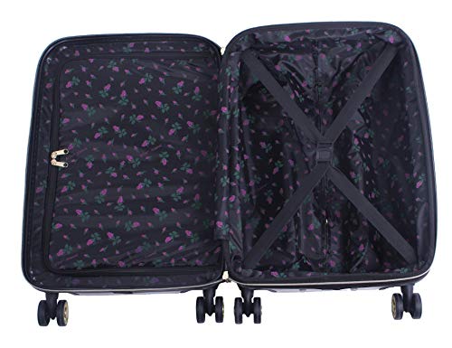 Betsey Johnson Designer 20 Inch Carry On - Expandable (ABS + PC) Hardside Luggage - Lightweight Durable Suitcase With 8-Rolling Spinner Wheels for Women (Covered Roses)