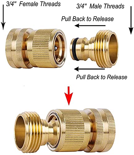 SHOWNEW Garden Hose Quick Connector Male Hose End Adapters Solid Brass 3/4 inch GHT Thread Water Hose Fitting Repair Replacement, Male Only, Pack of 8