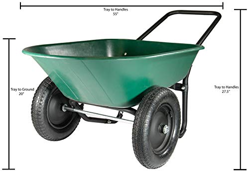 Marathon Yard Rover – 2 Tire Wheelbarrow Garden Cart - Green/Black