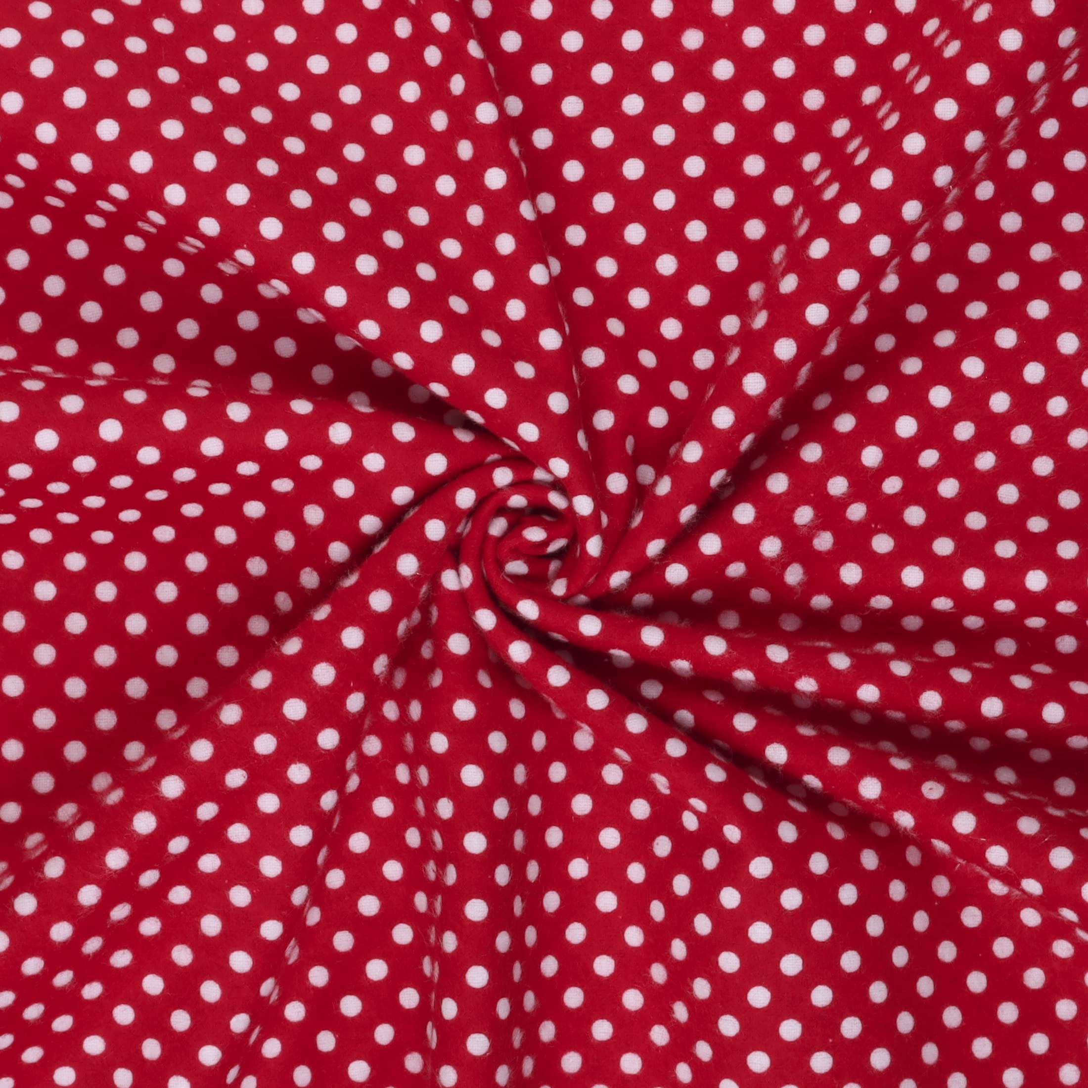 Mook Fabrics Flannel PRT Polka Dot, Red/White Cut by The Yard