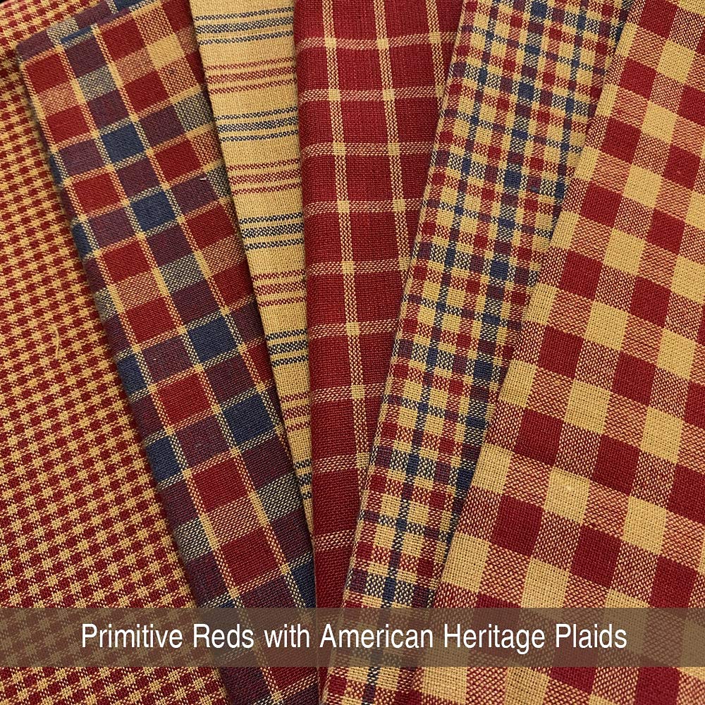 Primitive Red 5 Homespun Cotton Plaid Fabric by JCS - Sold by The Yard