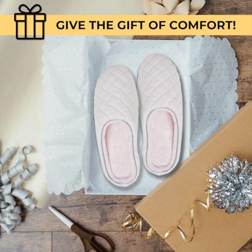 Dearfoams Women's Lacey Machine Washable Memory Foam Comfort Easy on/Off Clog Slipper, Pink Heather, Large