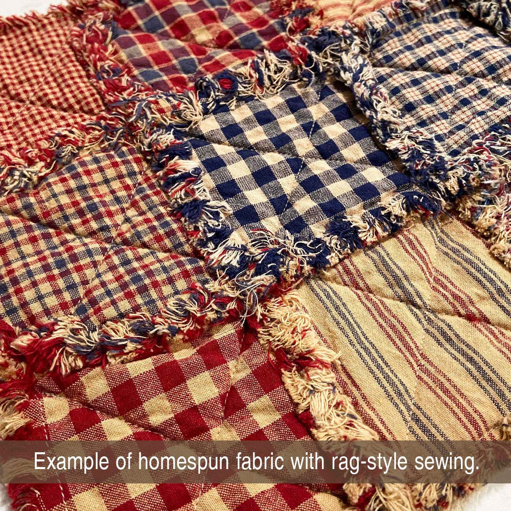 Primitive Red 5 Homespun Cotton Plaid Fabric by JCS - Sold by The Yard