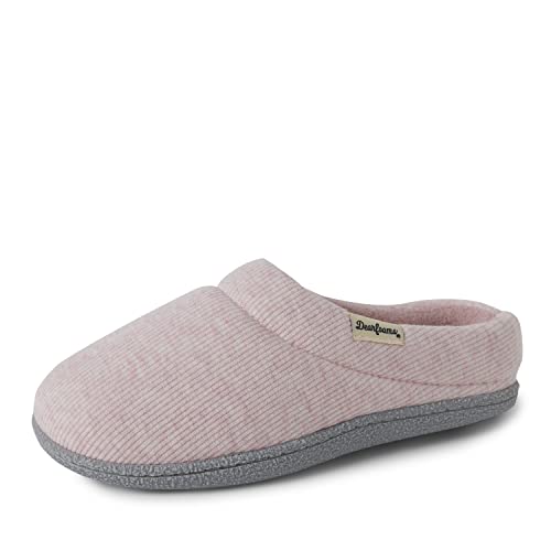 Dearfoams Women's Lacey Machine Washable Memory Foam Comfort Easy on/Off Clog Slipper, Pink Heather, Large