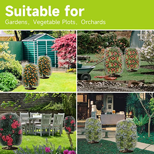 4.92x3.94 FT 4 Packs Garden Plant Netting Insect Bird Barrier Netting Mesh with Drawstring Bug Netting Plant Pest Barrier Covers Bags Protection Netting Covers Bags Plant from Insect Bird Eating