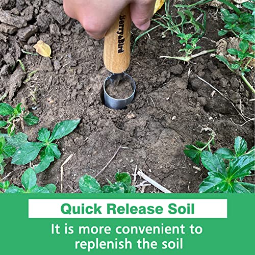 Berry&Bird Bulb Planter Tool, 12" Stainless Steel Garden Bulb Transplanter, Manual Hole Digger with Wooden Handle, Transplanting Agricultural Dibble Tool for Seed Planting & Flower Planter