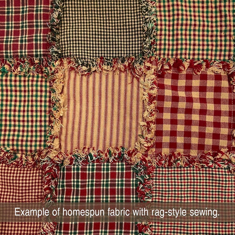 Primitive Red 5 Homespun Cotton Plaid Fabric by JCS - Sold by The Yard