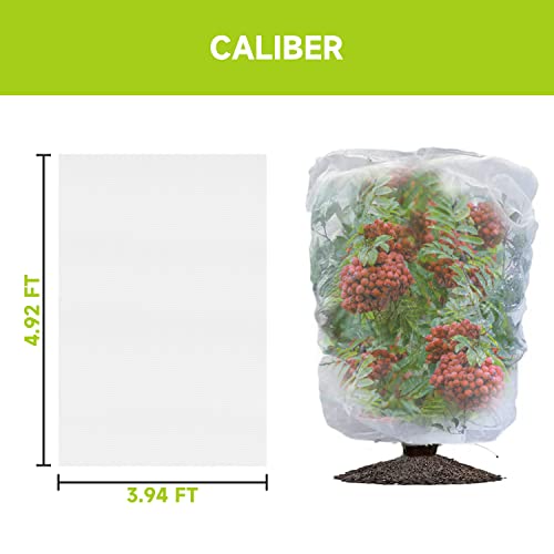 4.92x3.94 FT 4 Packs Garden Plant Netting Insect Bird Barrier Netting Mesh with Drawstring Bug Netting Plant Pest Barrier Covers Bags Protection Netting Covers Bags Plant from Insect Bird Eating