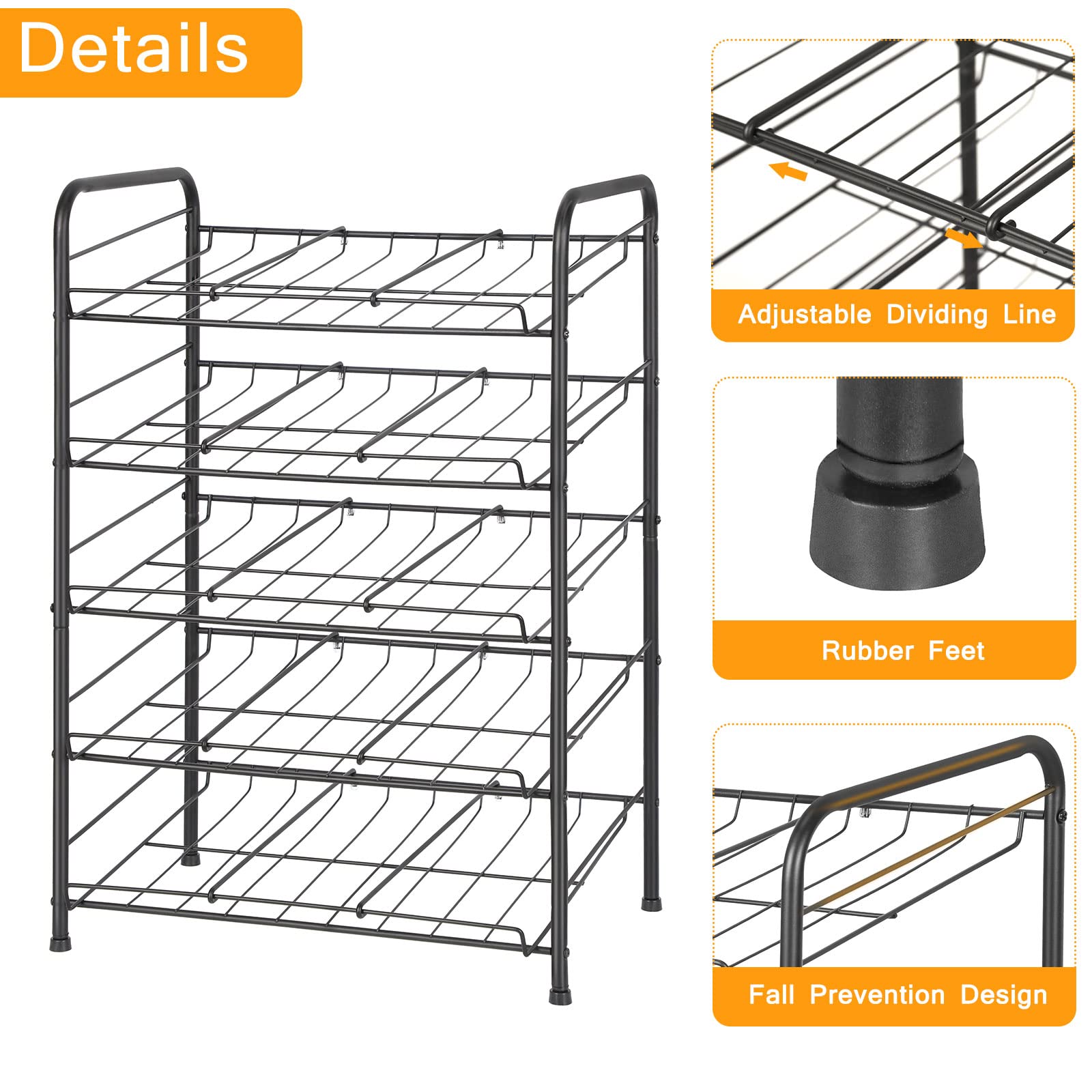 MOOACE Can Organizer for Pantry, Can Rack Organizer Holds up 60 Cans, Can Storage Organizer Rack for Canned food Kitchen Cabinet Pantry Countertop, Black