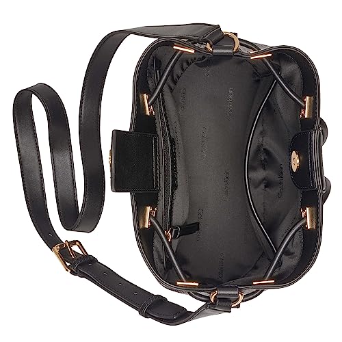 Calvin Klein Women's Ash Crossbody Bag – Vegan Leather, Monogram, 2 Pockets, Brown/Khaki/Black, One Size