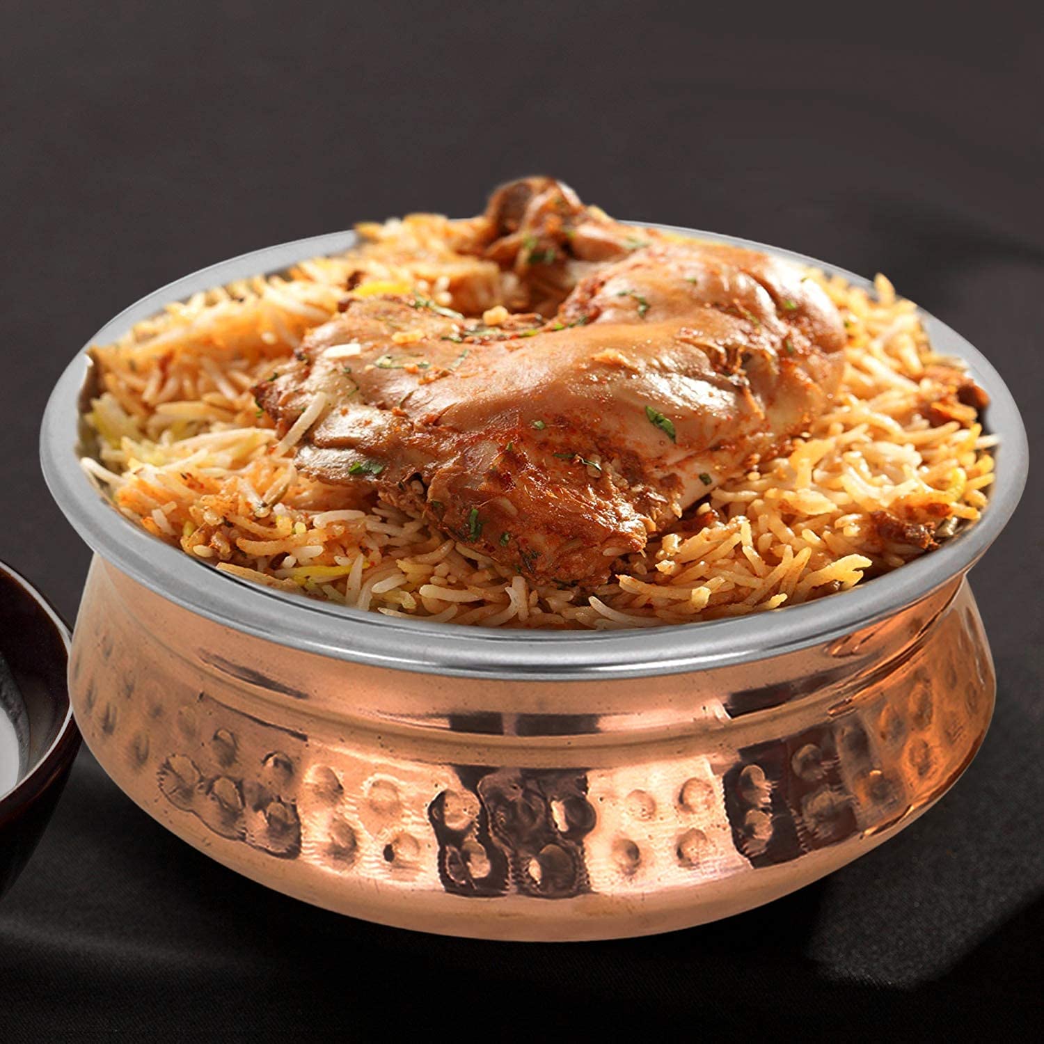 Zap Impex Copper Tableware Serving Bowl Indian Serveware Handi Set Tureen Copper Stainless Steel Serving Dishes (13 cm) set of 4