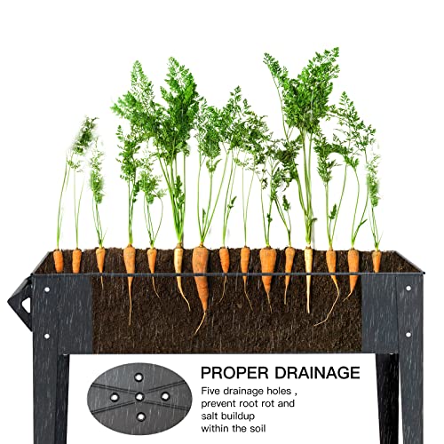 LEETOLLA Raised Garden Bed Outdoor Elevated Herb Planter Box Moveable Kit with Legs Wheels for Vegetables Flower Tomato Patio Backyard