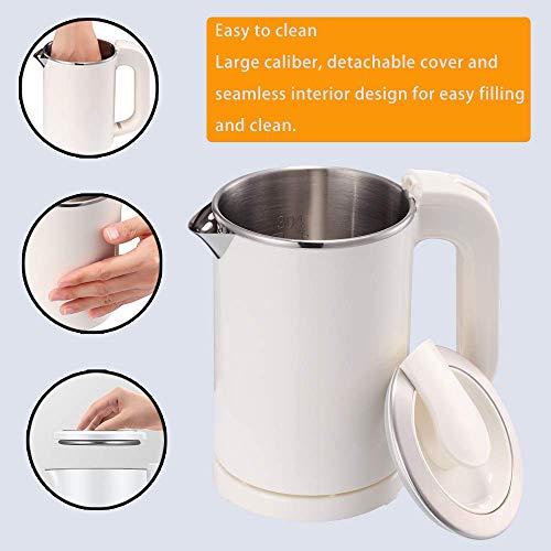 0.5L Portable Electric Kettle, Mini Travel Kettle, Stainless Steel Water Kettle - Perfect For Traveling Cooking Noodles, Boiling Water, Eggs, Coffee, Tea(White 110V)