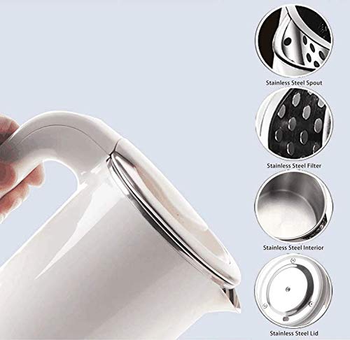 0.5L Portable Electric Kettle, Mini Travel Kettle, Stainless Steel Water Kettle - Perfect For Traveling Cooking Noodles, Boiling Water, Eggs, Coffee, Tea(White 110V)