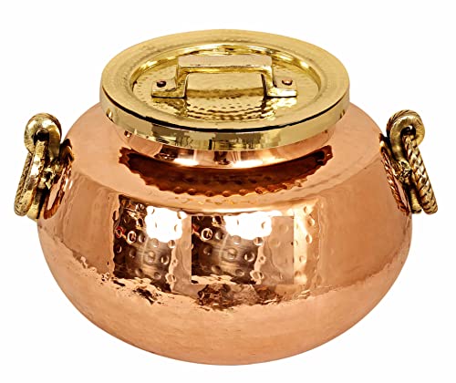 Steel Copper Hammered Design Chafing Dish with Brass Lid