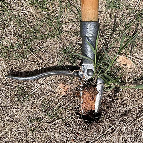 Aurbar Hand-Weed-Puller-Tool-Stand-up-Heavy-Duty Weed-Puller-Stand-Up-Weeder-for-Garden - Without Bending or Kneeling - Cast Iron + Anti-Rust Coating - Silver Gray(NO Pole)