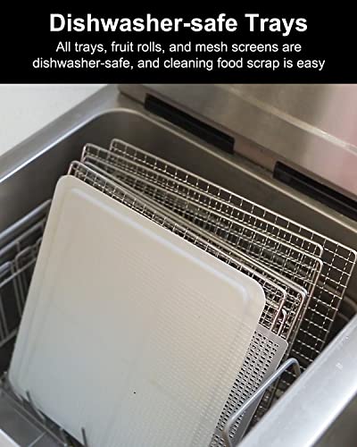 CROWNFUL Food Dehydrator Machine, 7 Stainless Steel Trays, Dryer for Jerky, Vegetable, Fruit, Meat, Dog Treats, Herbs, and Yogurt, Equipped Safety Over-Heat Protection, Digital Timer and Temperature Control, ETL Listed, 30+ Free Online Recipes, Black