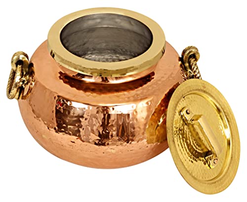 Steel Copper Hammered Design Chafing Dish with Brass Lid