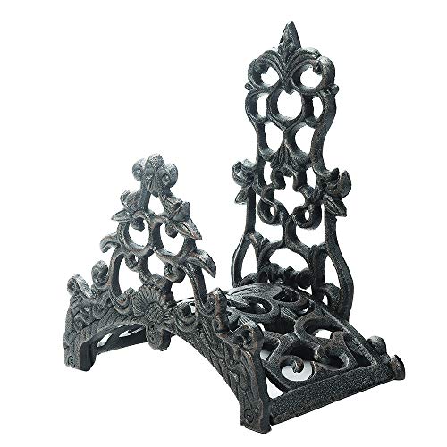 Sungmor Heavy Duty Cast Iron Garden Hose Holder - Wall Mounted Water Hose Hanger - Antique Emblem Decorative Hose Reel - Water Hose Rack Butler Storage - Two Installation Methods Wall Decor Holder
