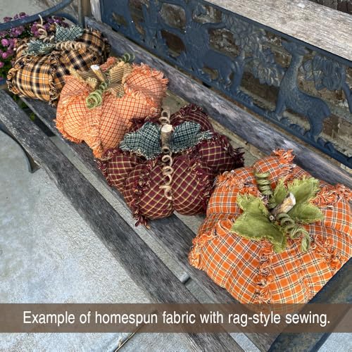 Autumn Pin Plaid Orange, Rust, Gold, Pumpkin Homespun Cotton Plaid Fabric by JCS - Sold by The Yard